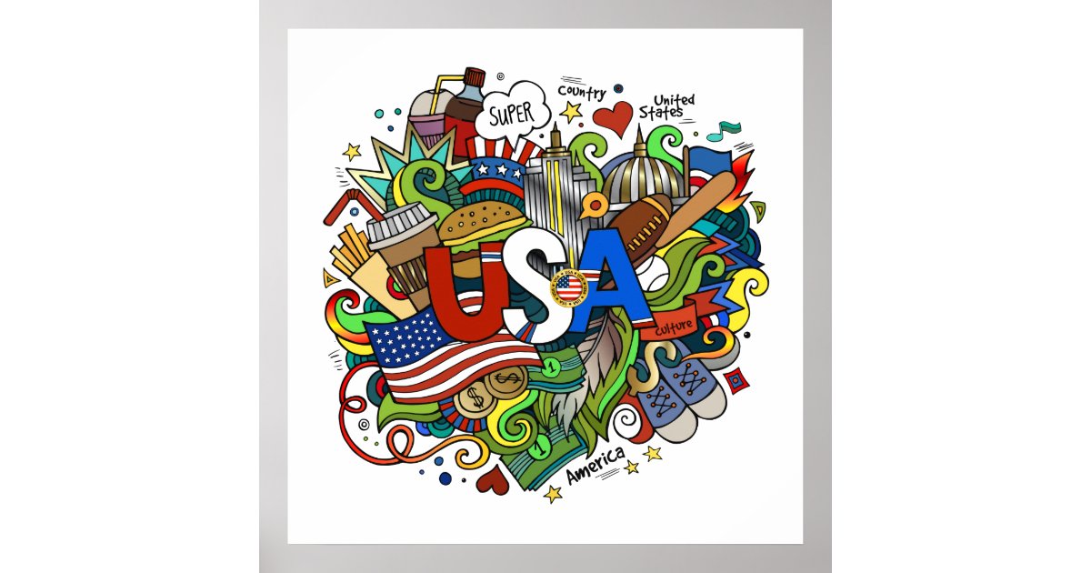 USA Illustration Art Poster | Zazzle
