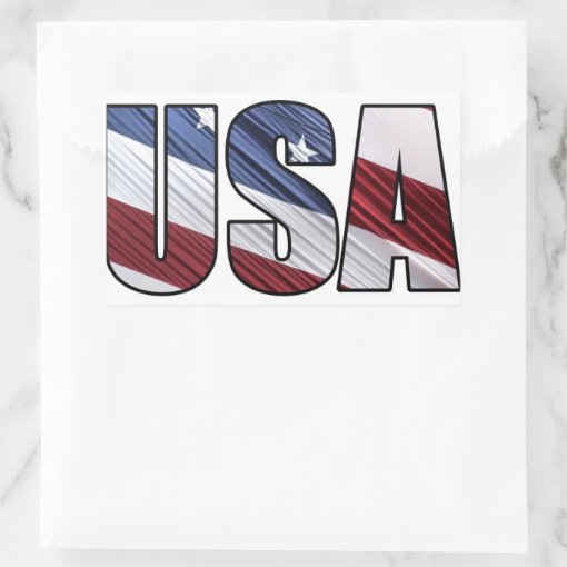 USA in Red White and Blue American Patriotic Flag Rectangular Sticker ...