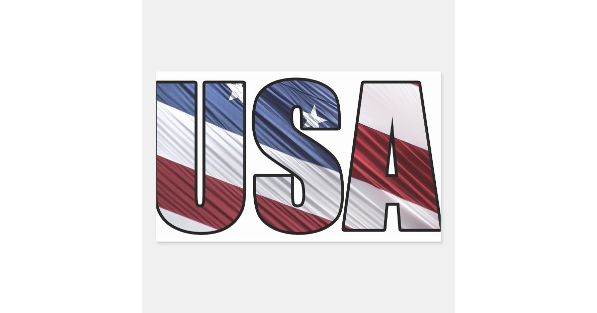 USA in Red White and Blue American Patriotic Flag Rectangular Sticker ...