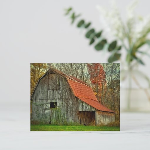 USA, Indiana. rural landscape, vine-covered barn Postcard | Zazzle