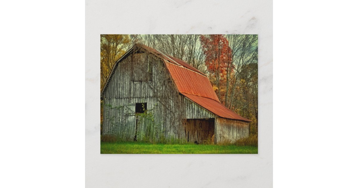 USA, Indiana. rural landscape, vine-covered barn Postcard | Zazzle