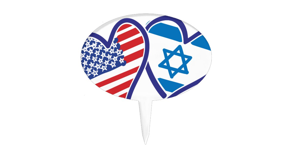 USA Israel Heart Flag Cake Topper | Zazzle