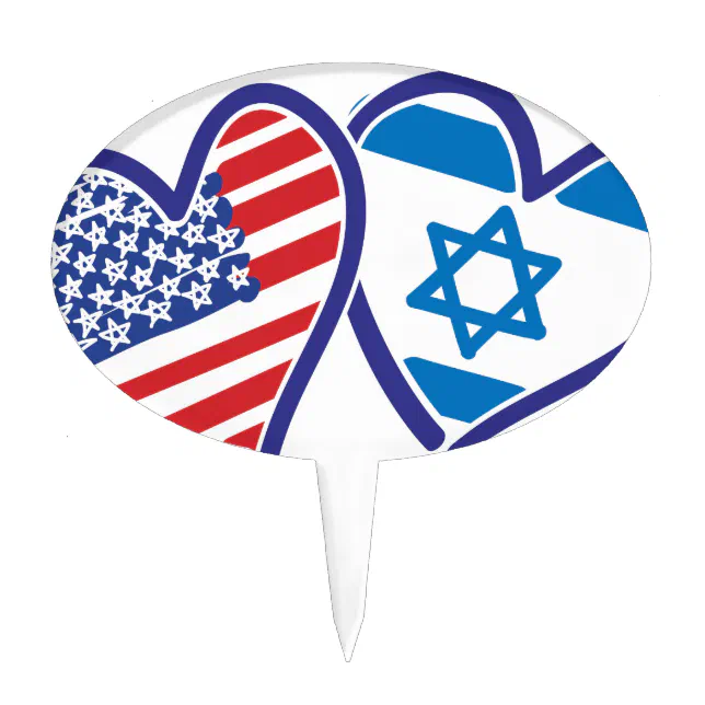 USA Israel Heart Flag Cake Topper | Zazzle
