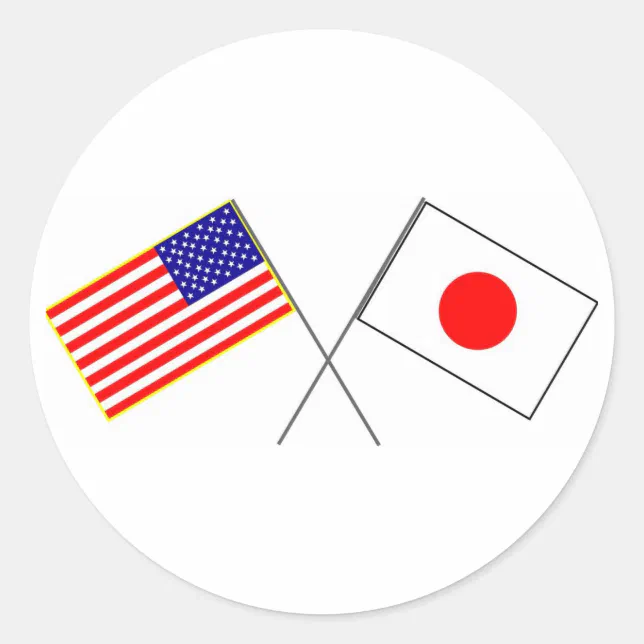 USA JAPAN flags Classic Round Sticker | Zazzle