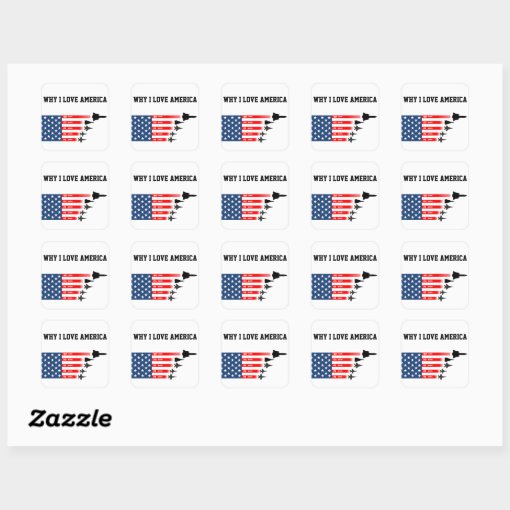USA jet fighter aircraft: Reasons to love America Square Sticker | Zazzle
