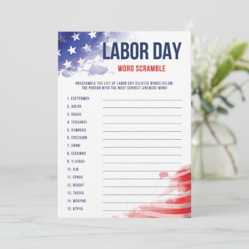 USA Labor Day Game For Kids Word Scramble | Zazzle