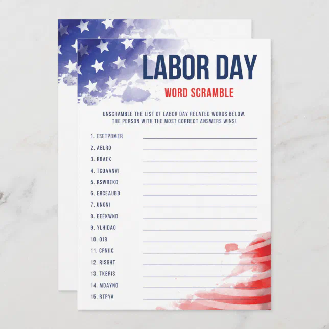 USA Labor Day Game For Kids Word Scramble | Zazzle