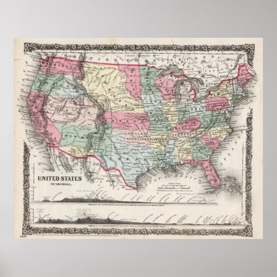 USA Map 1859 (37"X30")USA Map 1859 37X30 Poster | Zazzle.com