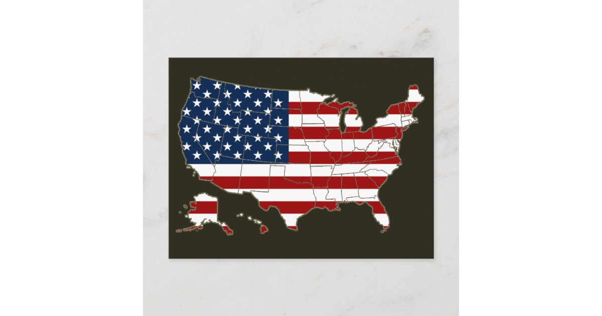 USA map & flag Postcard | Zazzle