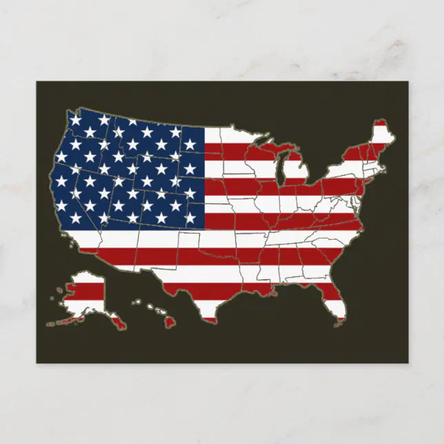 USA map & flag Postcard | Zazzle
