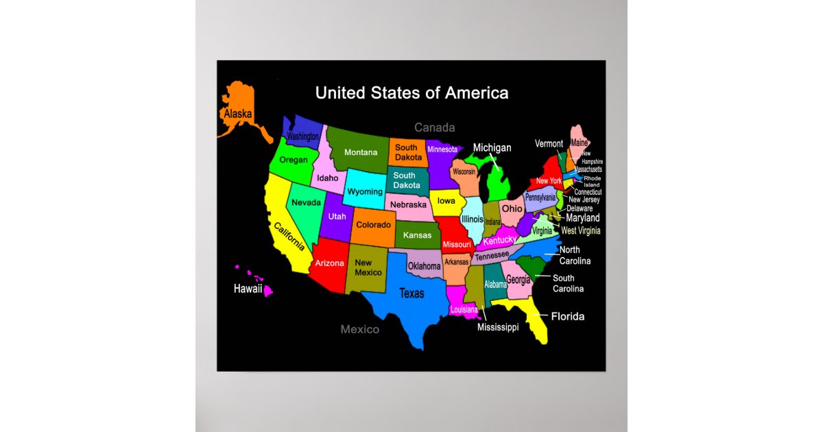 USA Map Poster | Zazzle