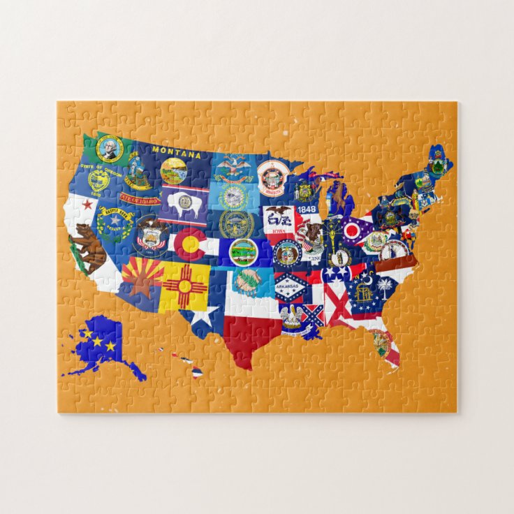 USA Map State Flags Mosaic Jigsaw Puzzle | Zazzle