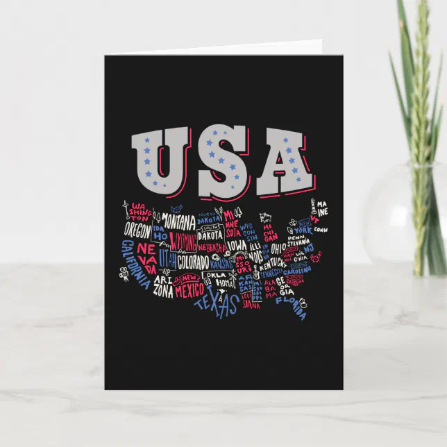 USA Map U.S. states America Card | Zazzle