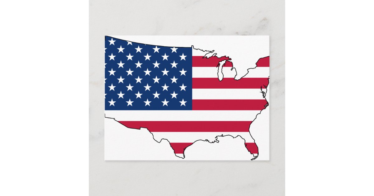 Usa Map, United States flag Postcard | Zazzle