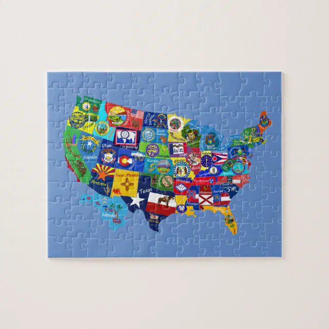 USA MAP with flags jigsaw puzzle | Zazzle