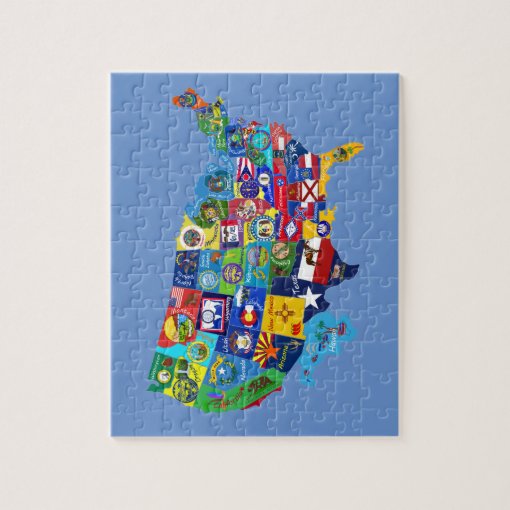 USA MAP with flags jigsaw puzzle | Zazzle
