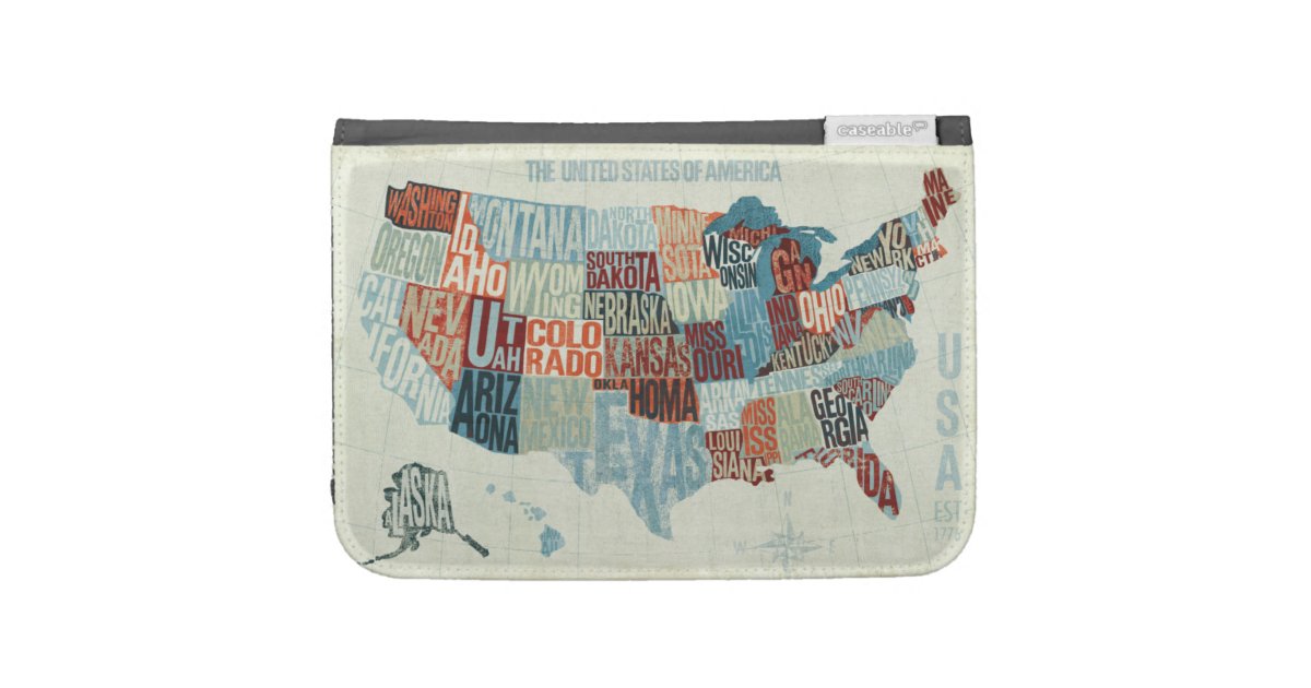 USA Map with States in Words Kindle 3 Covers | Zazzle