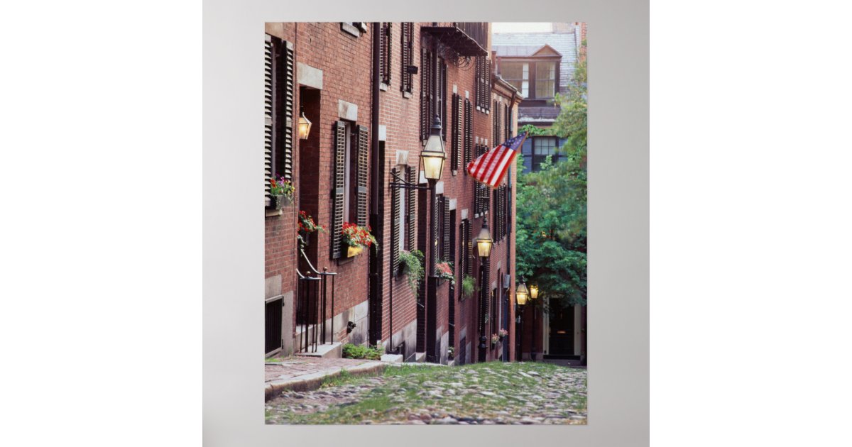 USA, Massachusetts, Boston, Houses Along Acorn Poster | Zazzle