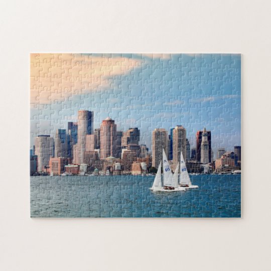 USA, Massachusetts. Boston Waterfront Skyline 3 Jigsaw Puzzle | Zazzle.com
