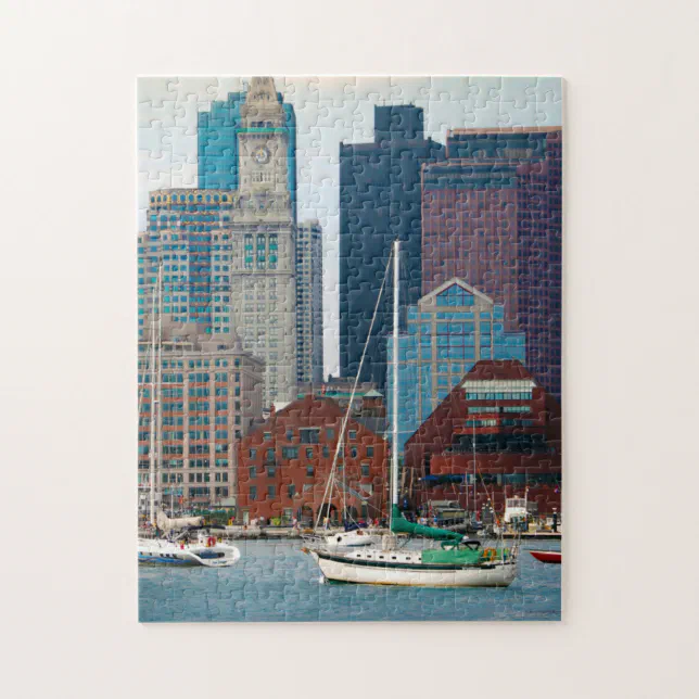 USA, Massachusetts. Boston Waterfront Skyline Jigsaw Puzzle | Zazzle
