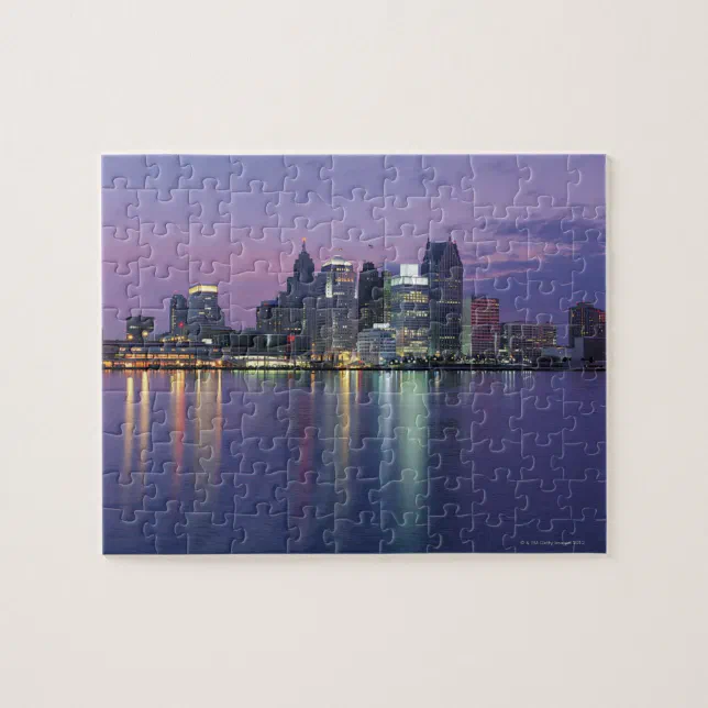 USA, Michigan, Detroit skyline, night Jigsaw Puzzle | Zazzle