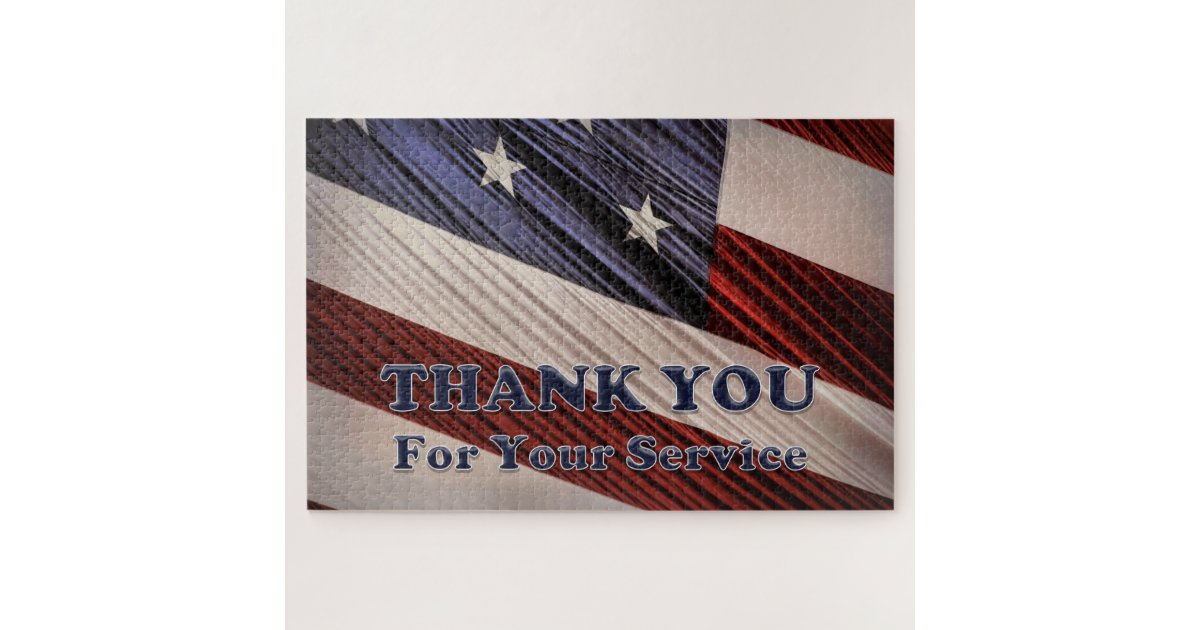 USA Military Veterans Patriotic Flag Thank You Jigsaw Puzzle | Zazzle