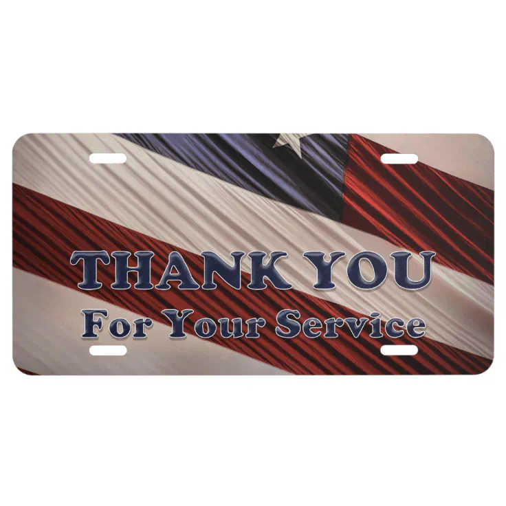 USA Military Veterans Patriotic Flag Thank You License Plate | Zazzle