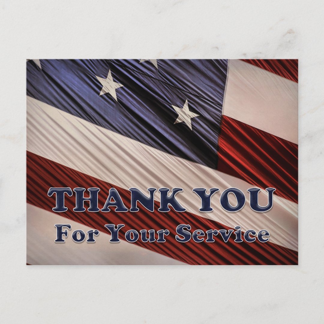 USA Military Veterans Patriotic Flag Thank You Postcard | Zazzle