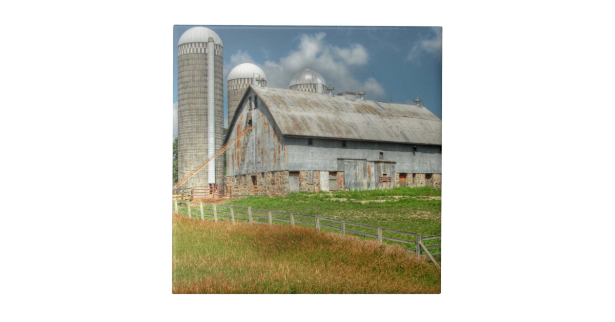 USA, Minnesota Barn And Silo Ceramic Tile | Zazzle