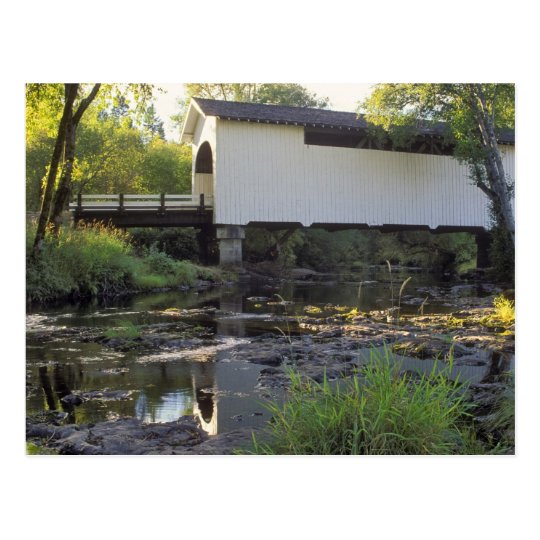 USA, Oregon. Harris covered bridge over Marys Postcard | Zazzle.com