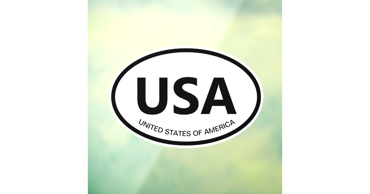 USA oval country code or state abbreviation car Window Cling | Zazzle