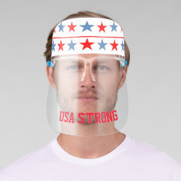 USA Patriotic American Flag Red Blue Stars Face Shield | Zazzle