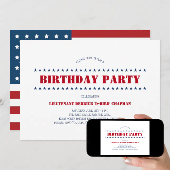 USA Patriotic Birthday Party Invitation | Zazzle