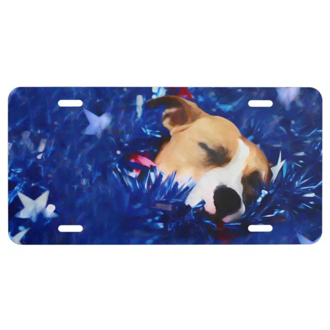 USA Patriotic Dog American Pit Bull Terrier License Plate | Zazzle