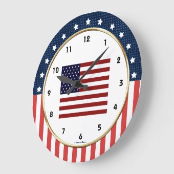 USA Patriotic Flag Art Wall Clock | Zazzle