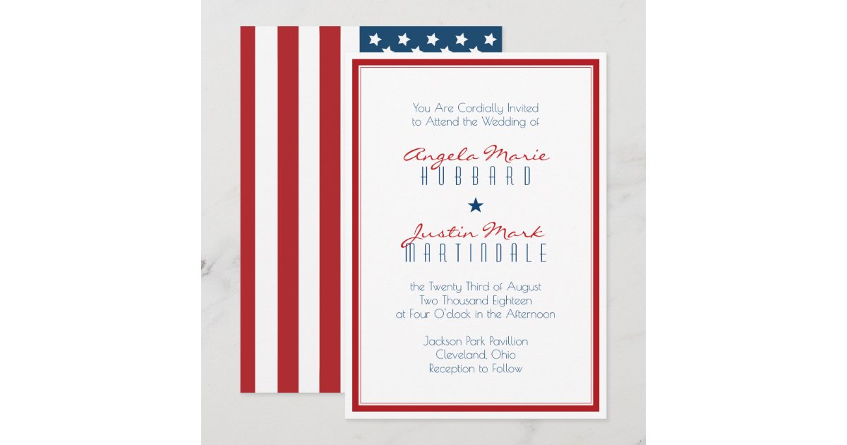 USA Patriotic Flag Wedding 2 Invitation | Zazzle