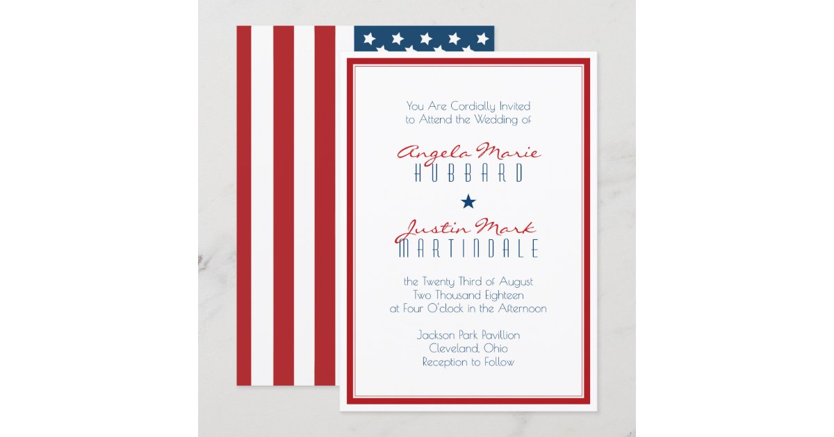 USA Patriotic Flag Wedding 2 Invitation | Zazzle
