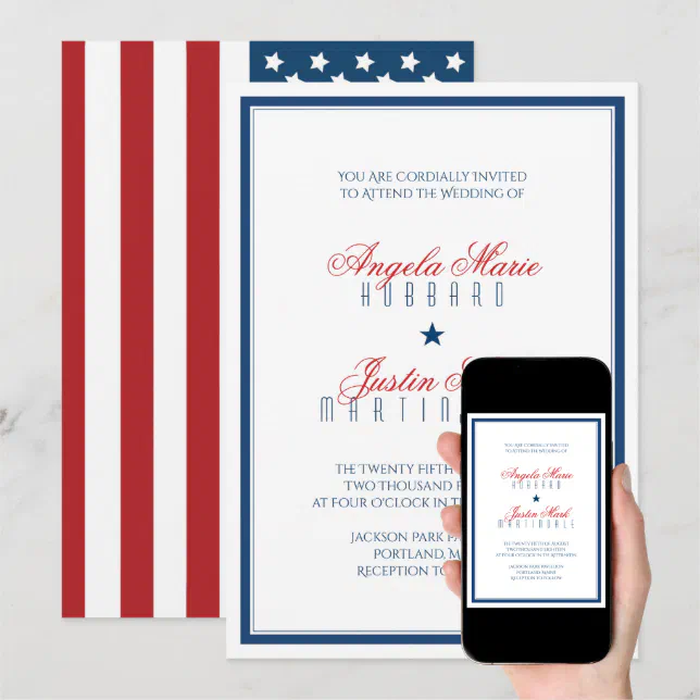 USA Patriotic Flag Wedding Invitation | Zazzle