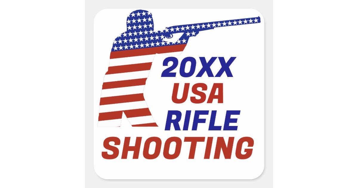 USA Patriotic Rifle Shooting Square Sticker | Zazzle