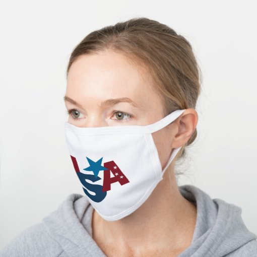 USA Patriotic White Cotton Face Mask | Zazzle