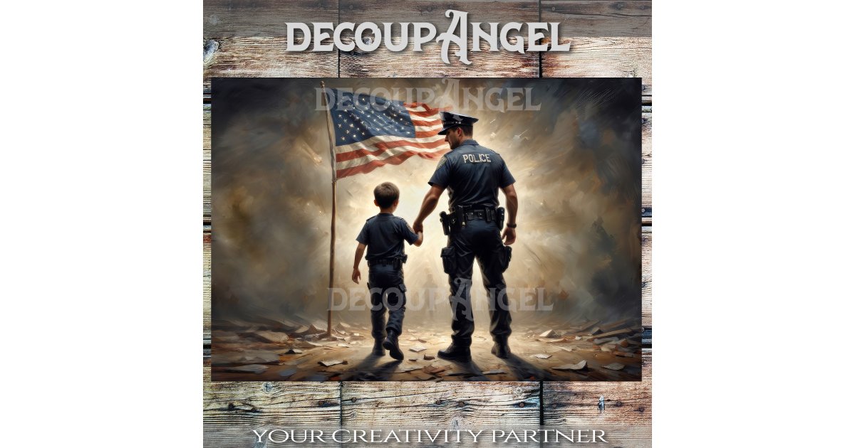 USA Police with Child -Decoupage- Tissue Paper | Zazzle