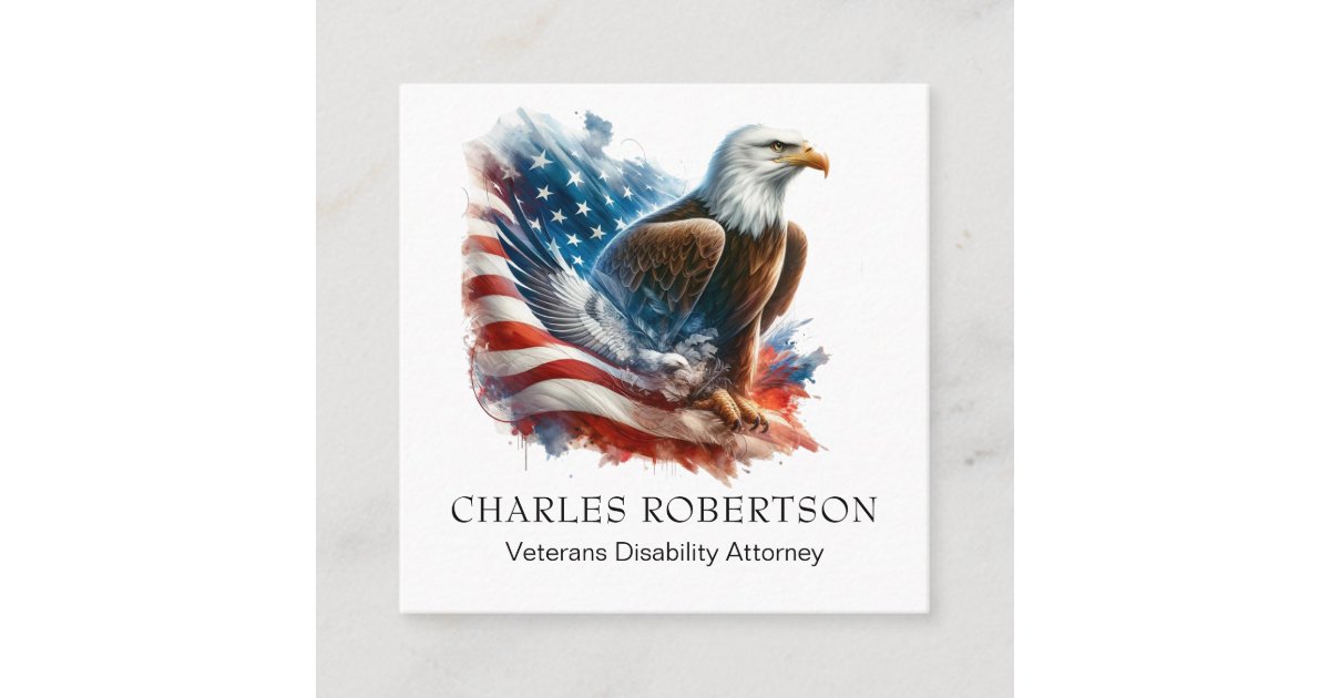 USA . QR AP16 American Flag Bald Eagle Square Business Card | Zazzle