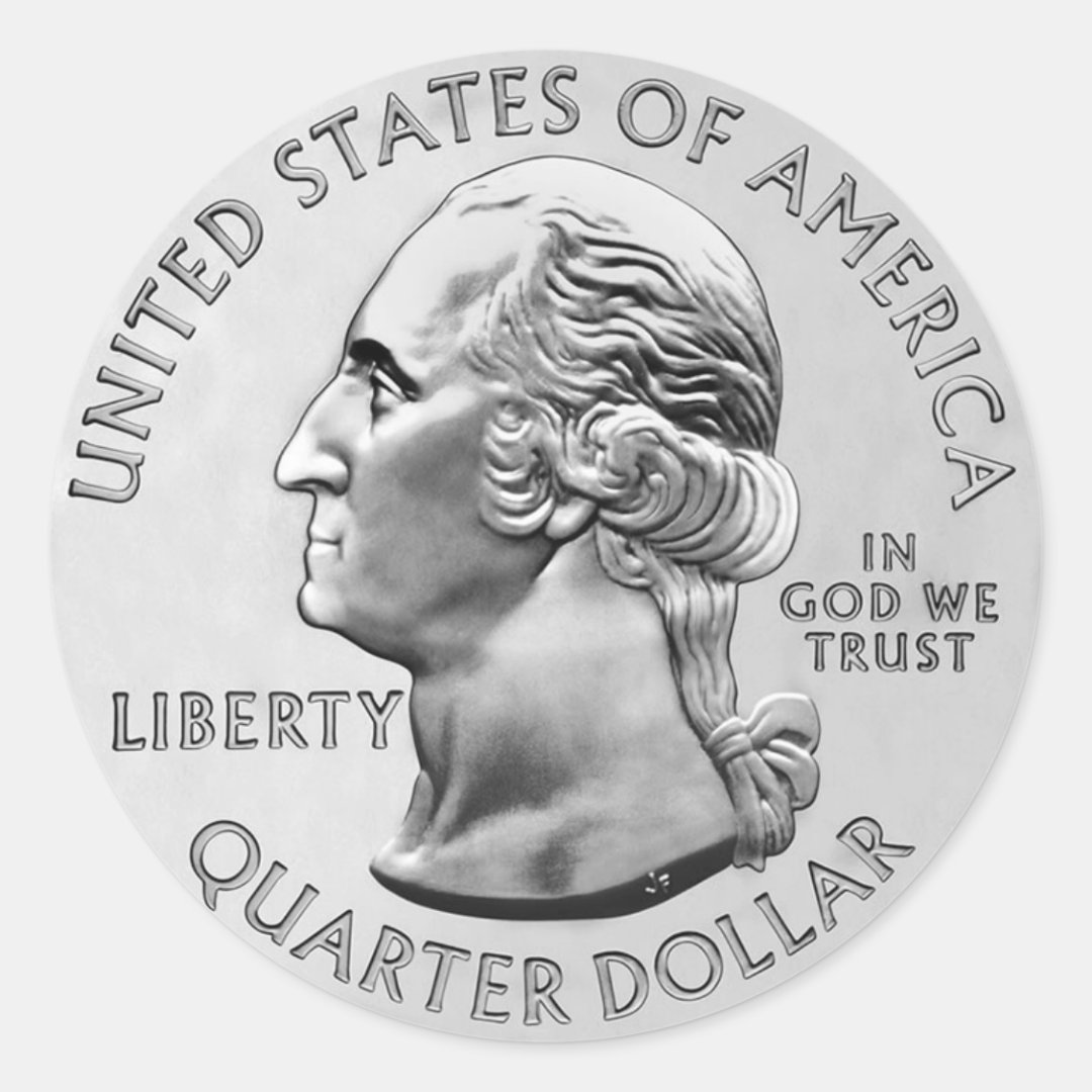 USA Quarter Coin Classic Round Sticker | Zazzle