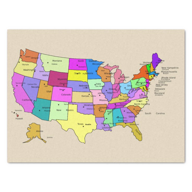 USA states map tissue paper | Zazzle
