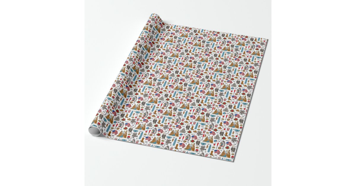 USA Symbols Vintage Seamless Pattern Wrapping Paper | Zazzle