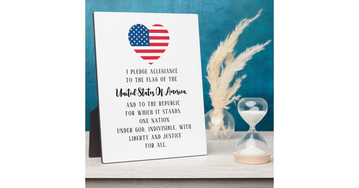 USA The Pledge Of Allegiance American Flag Heart Plaque | Zazzle