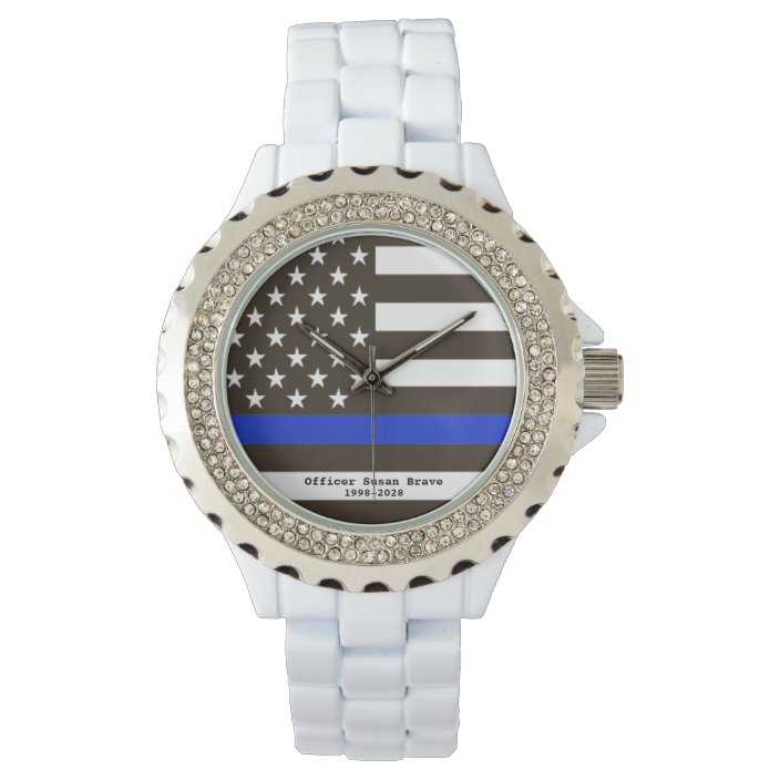 USA Thin Blue Line Flag Police Officer Woman's Watch | Zazzle.com