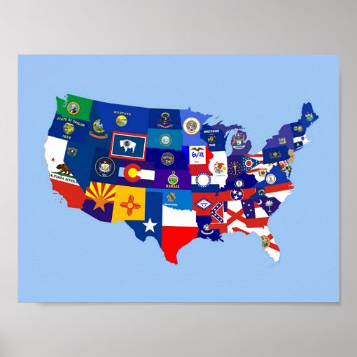 usa united states america republic flag map poster | Zazzle