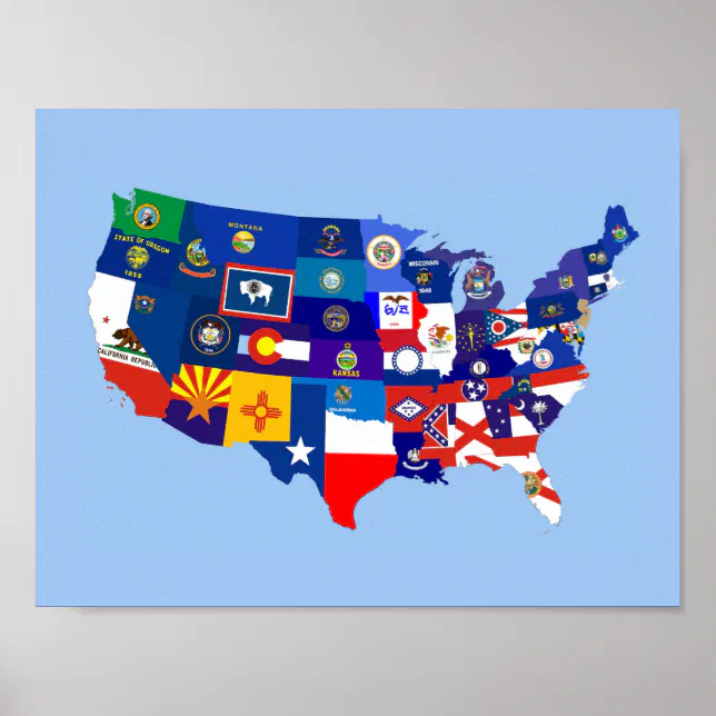 usa united states america republic flag map poster | Zazzle