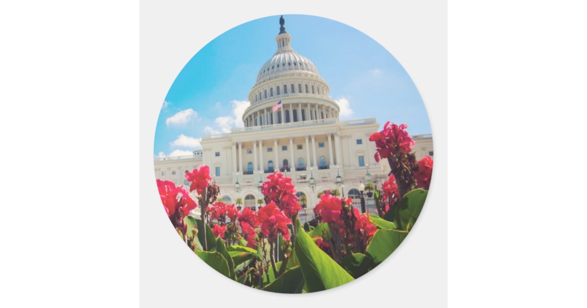 USA, Washington DC, Capitol Building Classic Round Sticker | Zazzle